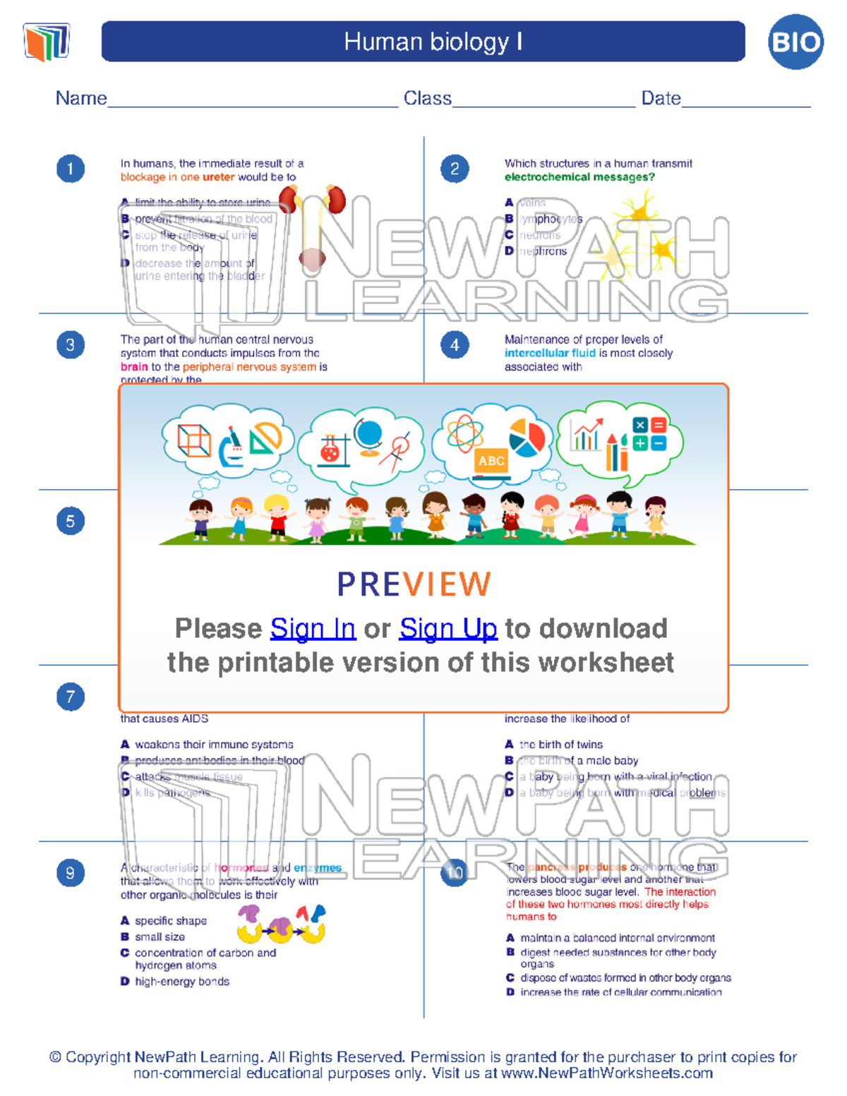 Worksheet biology high school human biology i 2 - Name ...