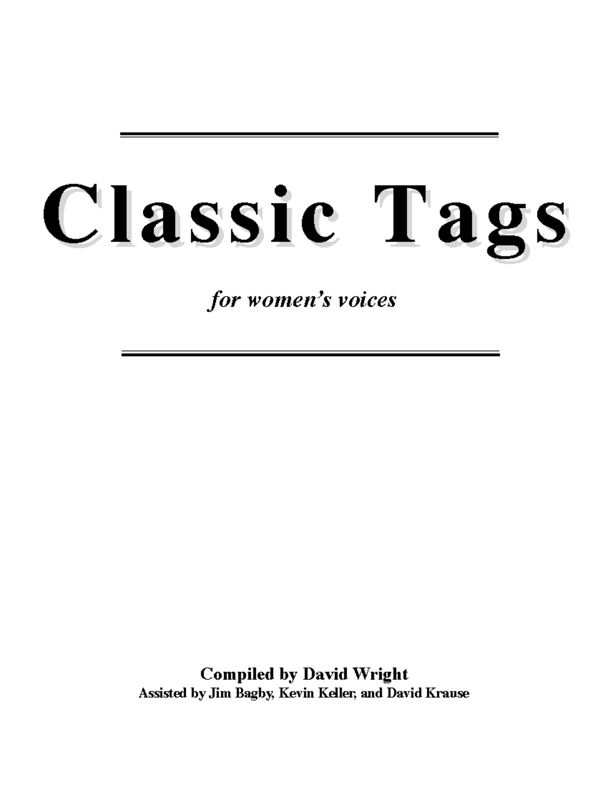 Classic Tags-Women - Non - Classic Tags Classic Tags for women’s voices ...