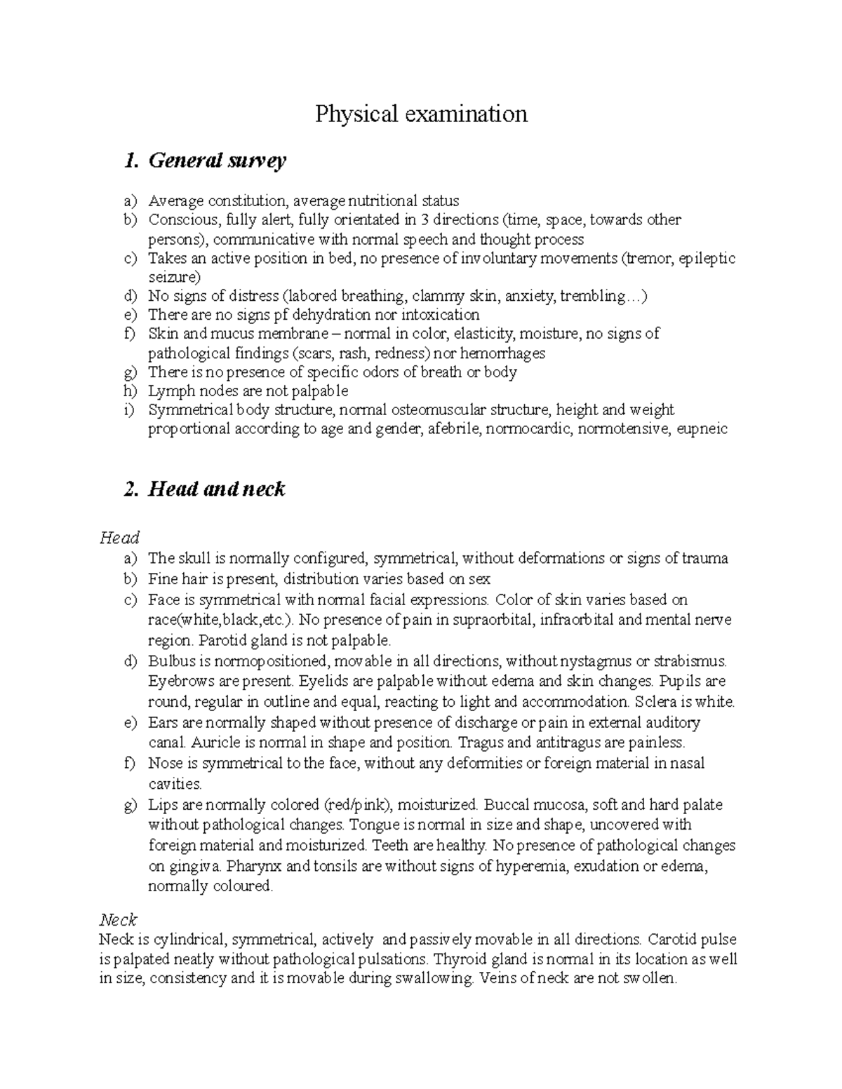 Physical examination - Lecture notes 1 - Medicina - UNS - Studocu