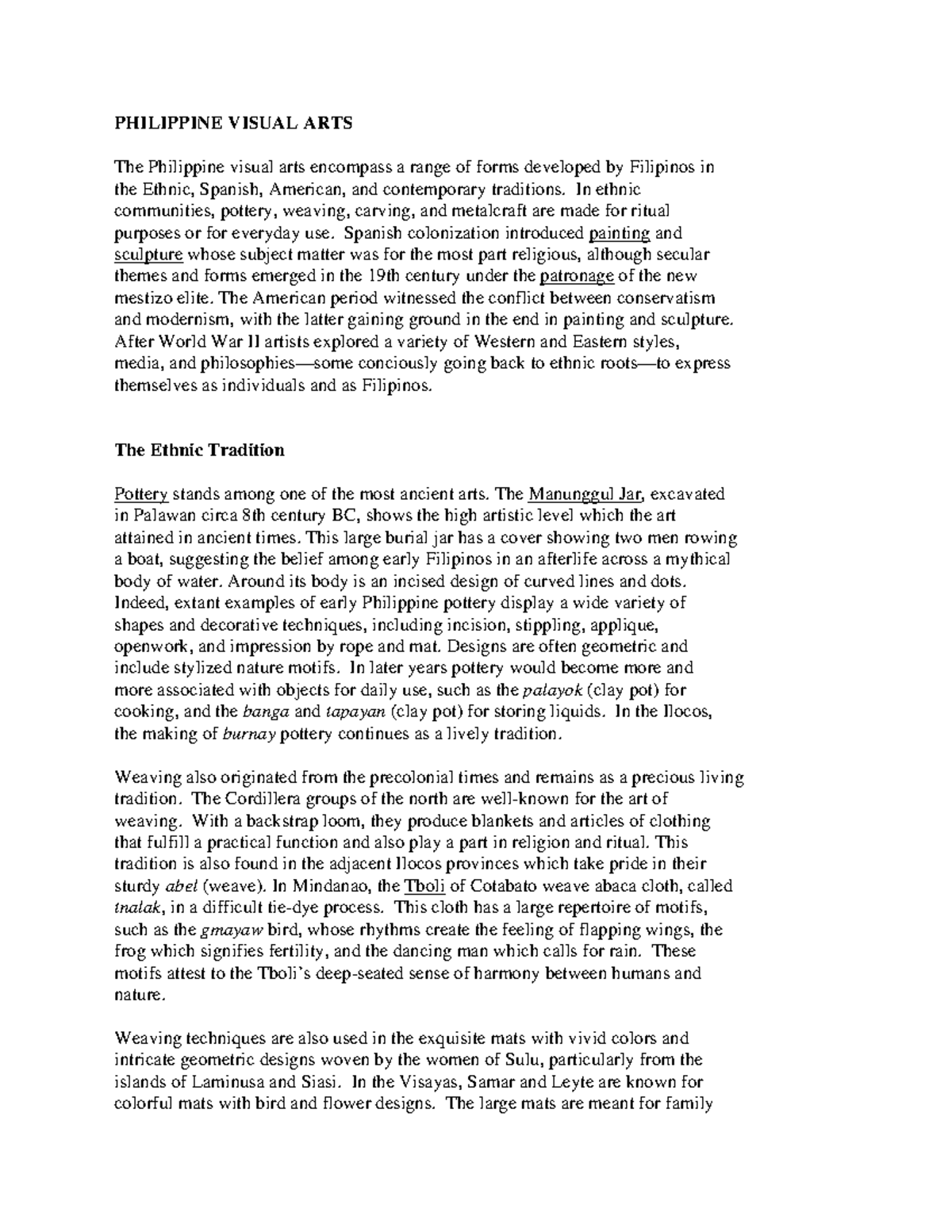 Philippine Visual ARTS - PHILIPPINE VISUAL ARTS The Philippine visual ...