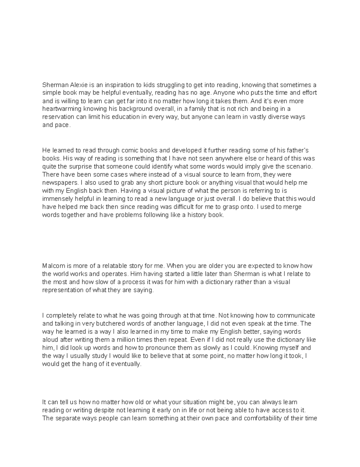 Learning to read - Some notes of the author and how I could relate to ...