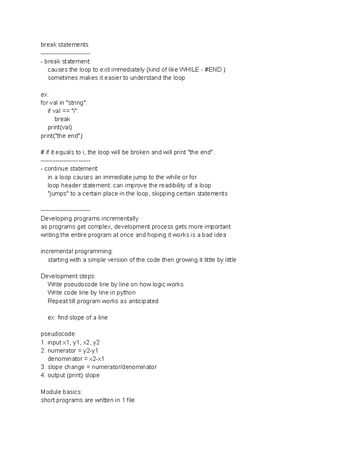 Break And Continue Statements Pseudocode Modules Import Break Statements Break Statement 