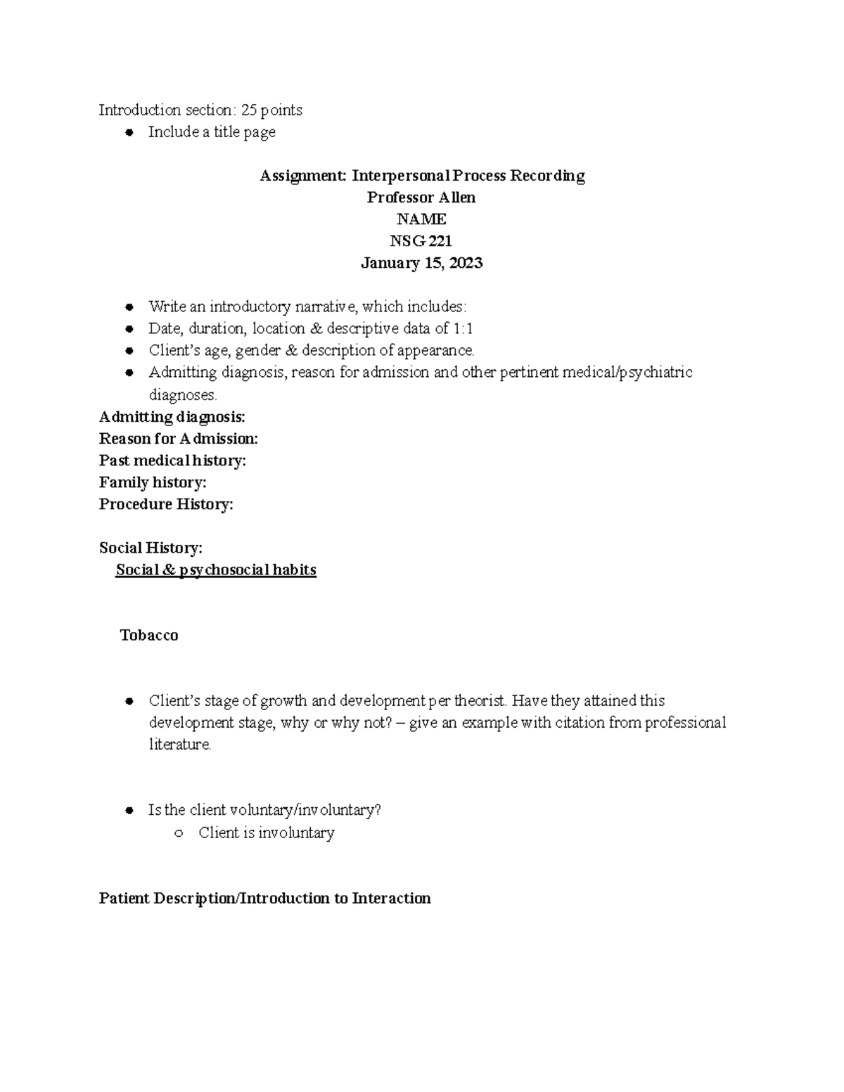 IPR Paper - Notes - Introduction section: 25 points Include a title ...