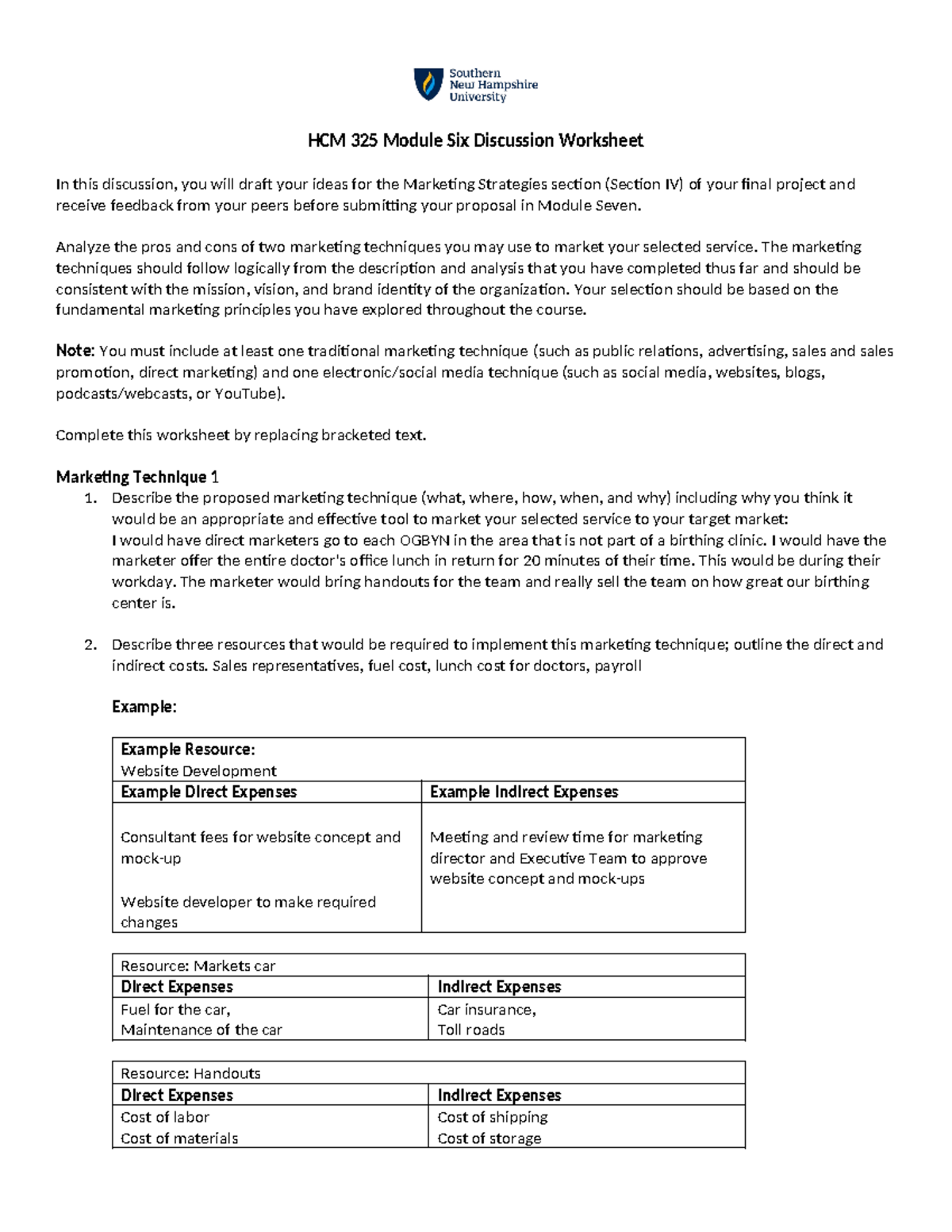 HCM 325 Module Six Discussion Worksheet Burkett - HCM 325 Module Six ...