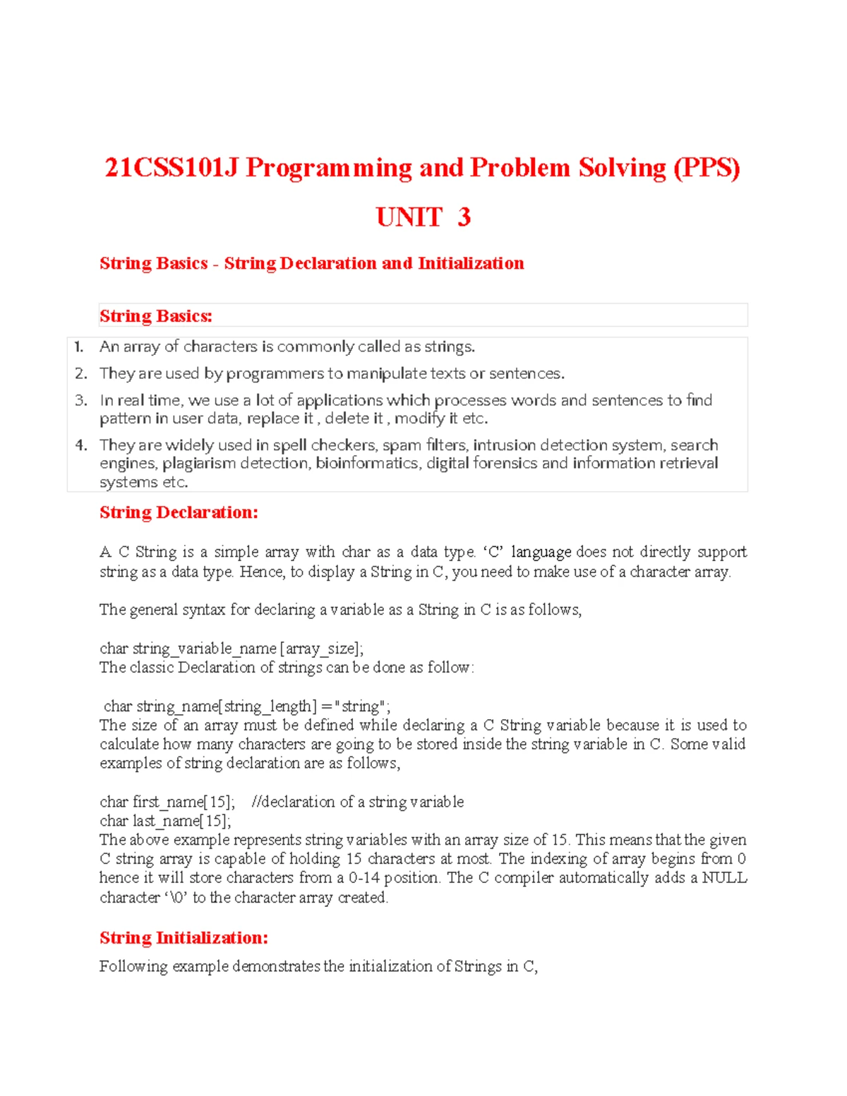 Unit 5 Unit 3 Notes Srm Institute Of Science And Technology Ramapuram Chennai Course Code