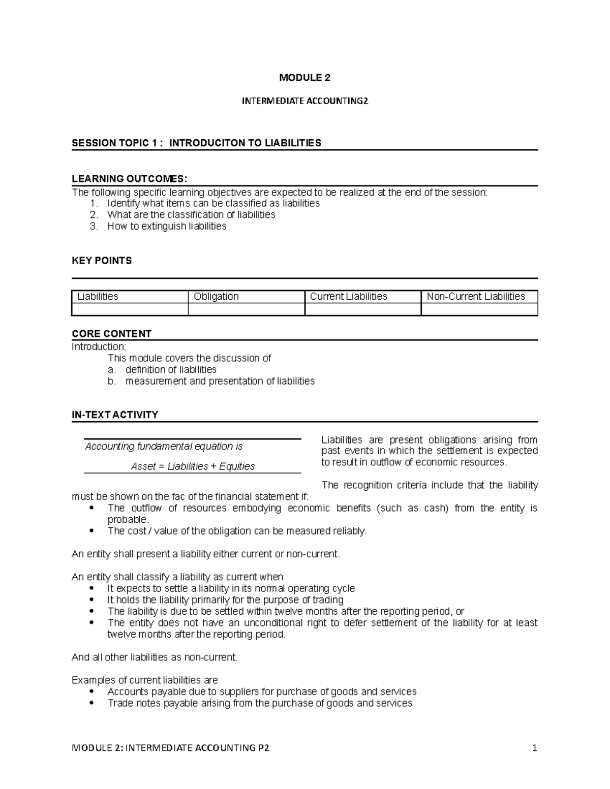 Module 2 Introduction Liabilities Intermediate Accounting 2 Studocu