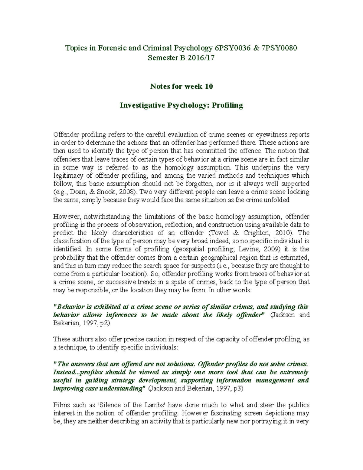 Investigative Psychology: Profiling - Topics in Forensic and Criminal ...