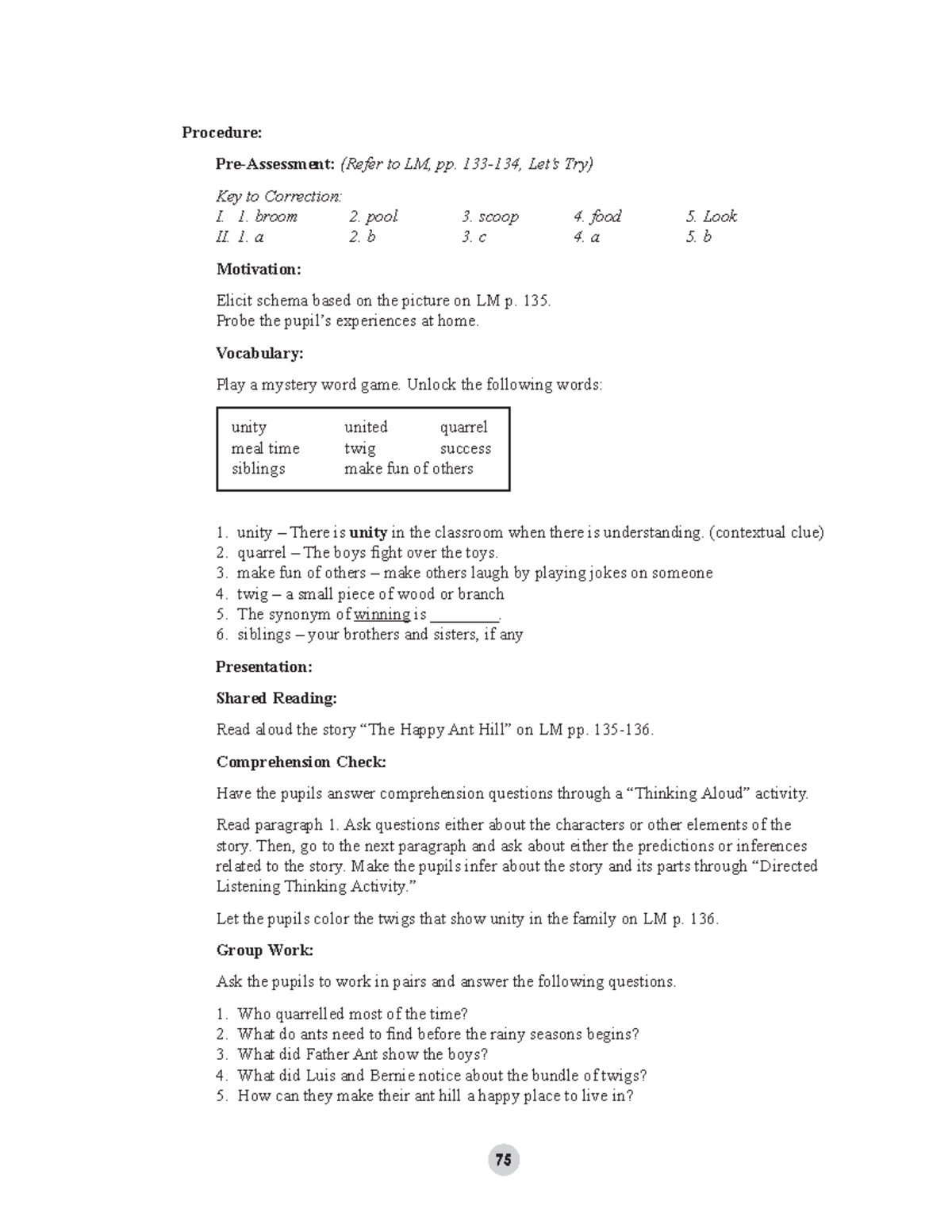 Unit-2 Lessons 6-10-pp - Procedure: Pre-Assessment: (Refer to LM, pp ...