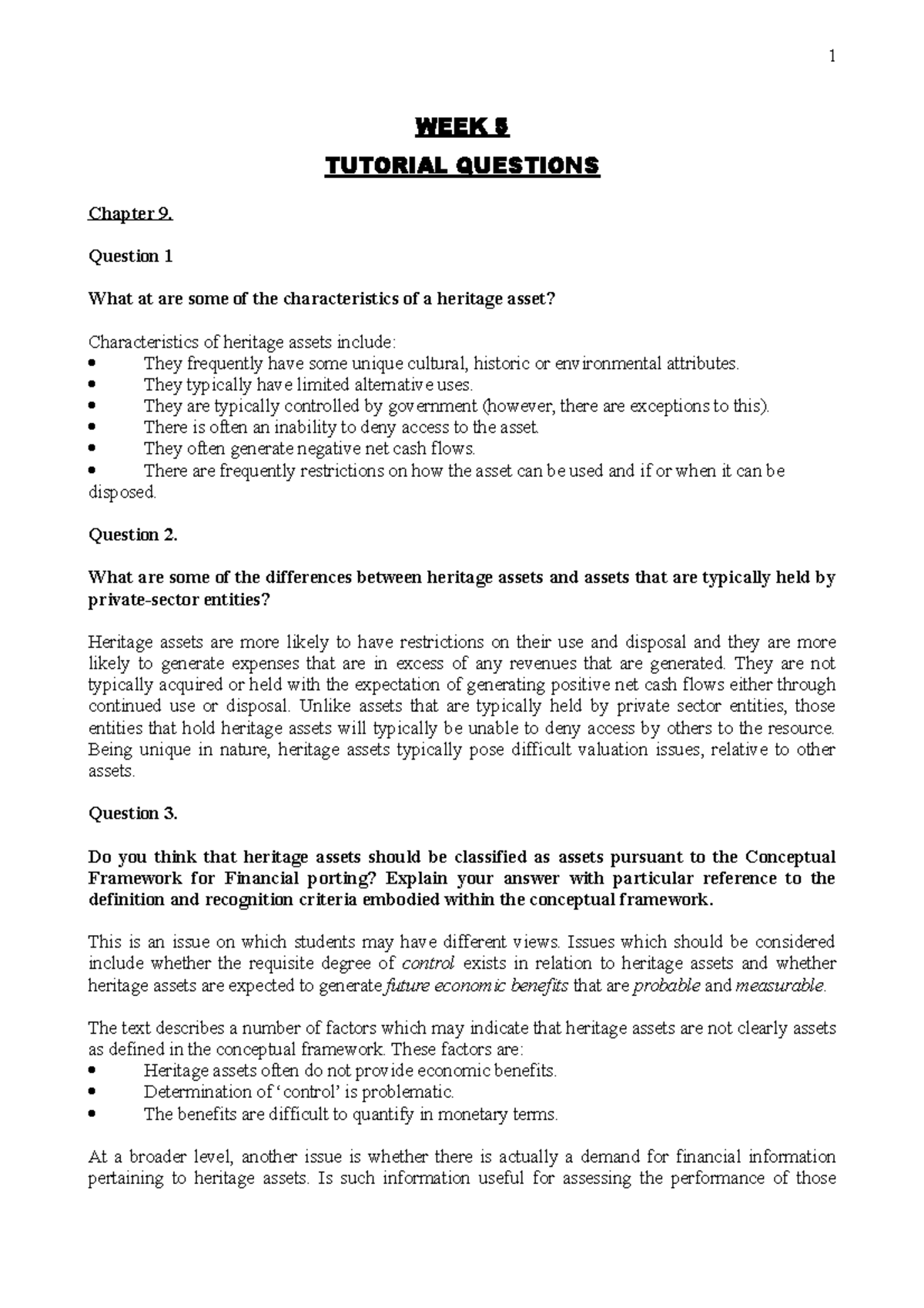 WEEK 5 Ch 9WEEK 2 Ch 3 tutorila lecture notes - WEEK 5 TUTORIAL ...