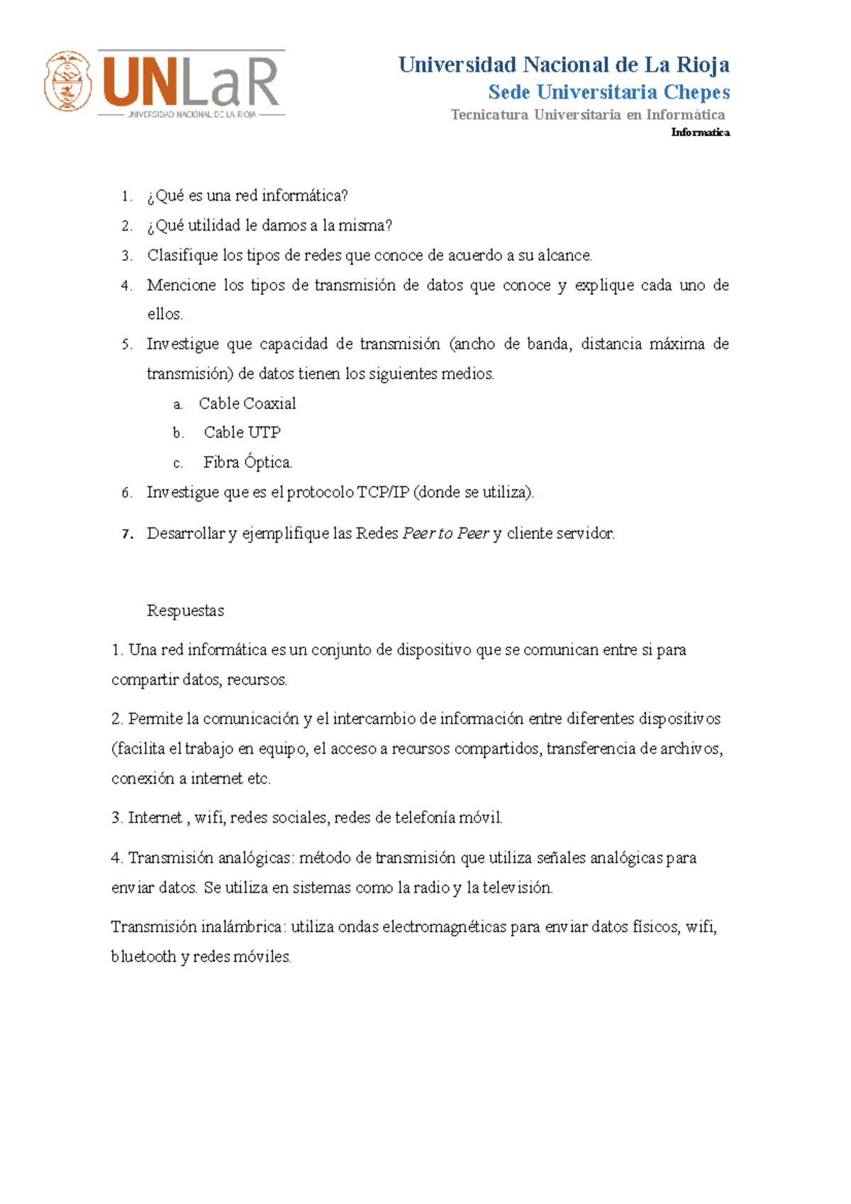 Redes tp - ccc - Universidad Nacional de La Rioja Sede Universitaria ...