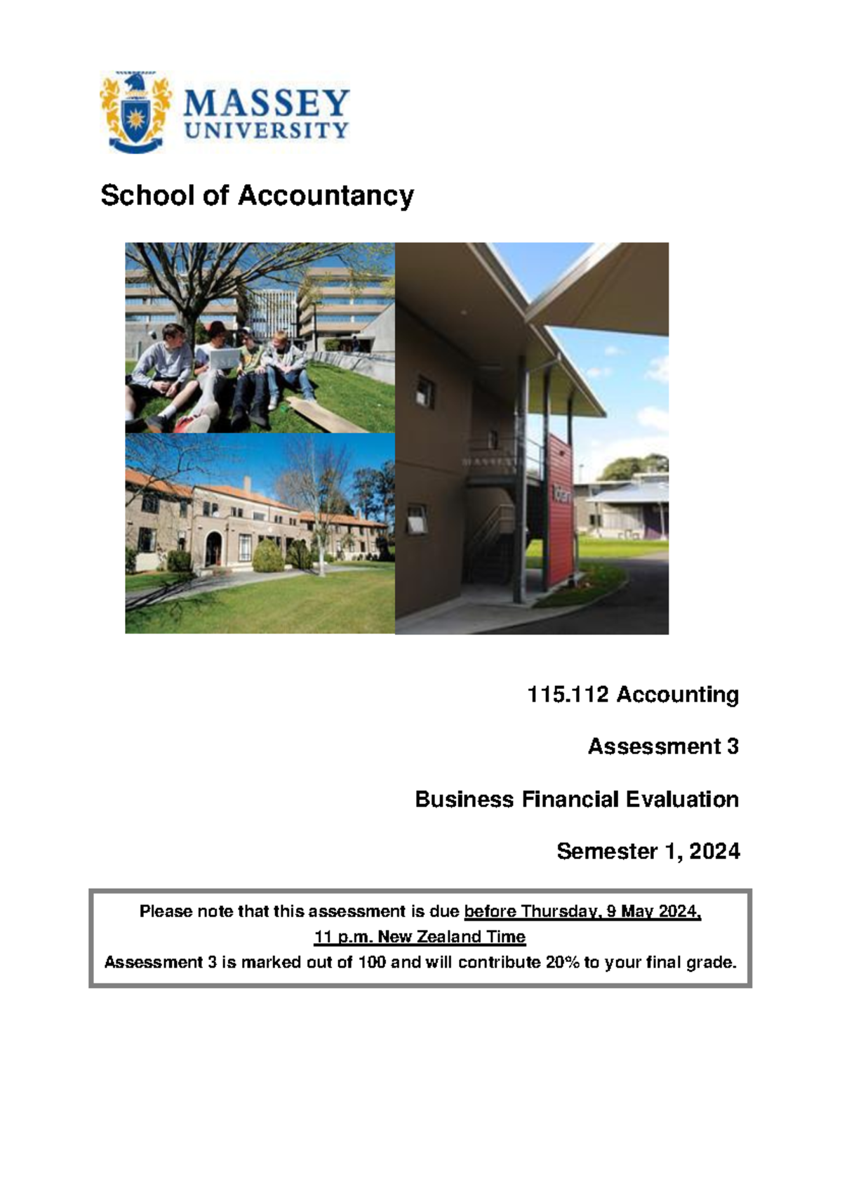 115.112 Assessment 3 Booklet - School of Accountancy 115 Accounting ...