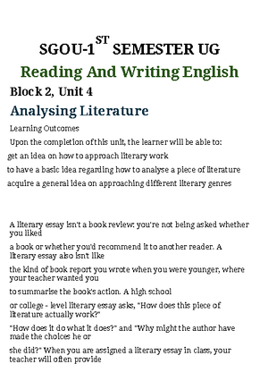 Reading comprehension - SGOU- 1 semester UG Reading and writing English ...
