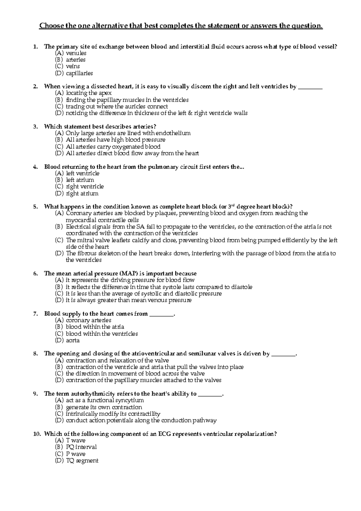 CVS sample questions - Choose the one alternative that best completes ...