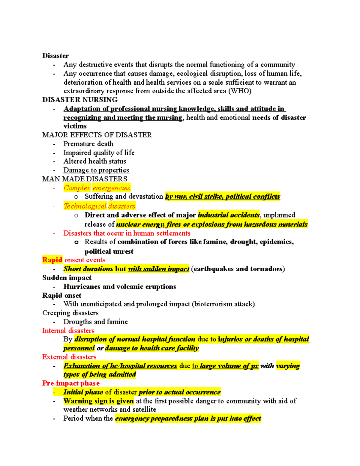 Prelims - Disaster - Any destructive events that disrupts the normal ...