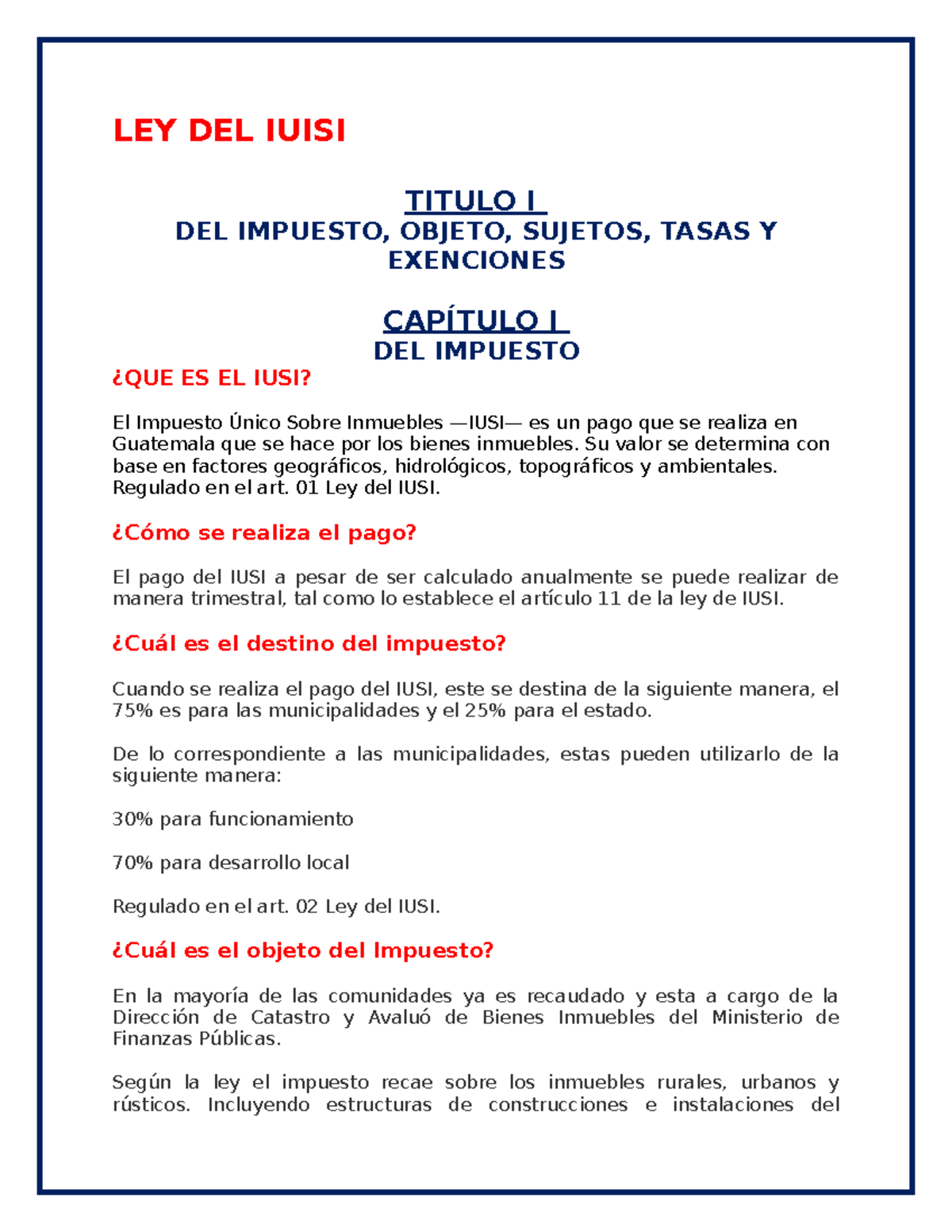 IUSI - Definiciones o denominaciones - LEY DEL IUISI TITULO I DEL ...