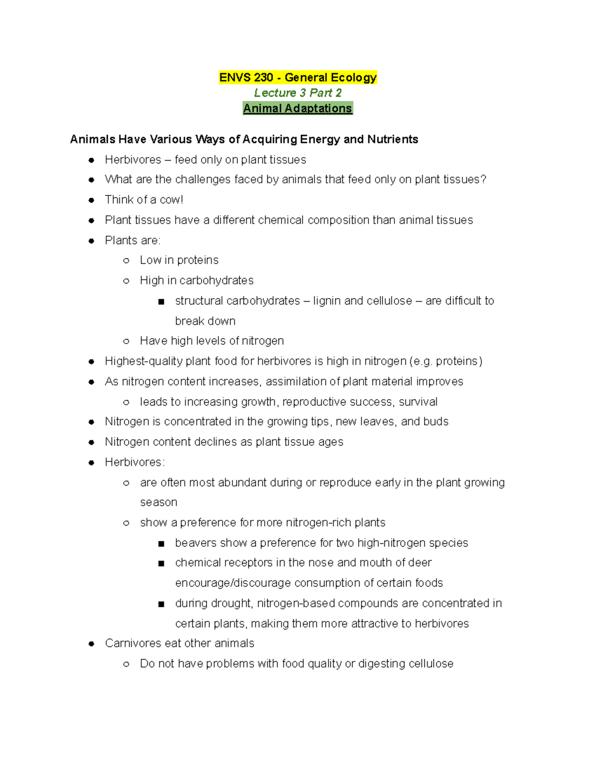 ENVS 230 Lecture 3 Part 2 Spring 2020 - ENVS 230 - General Ecology ...
