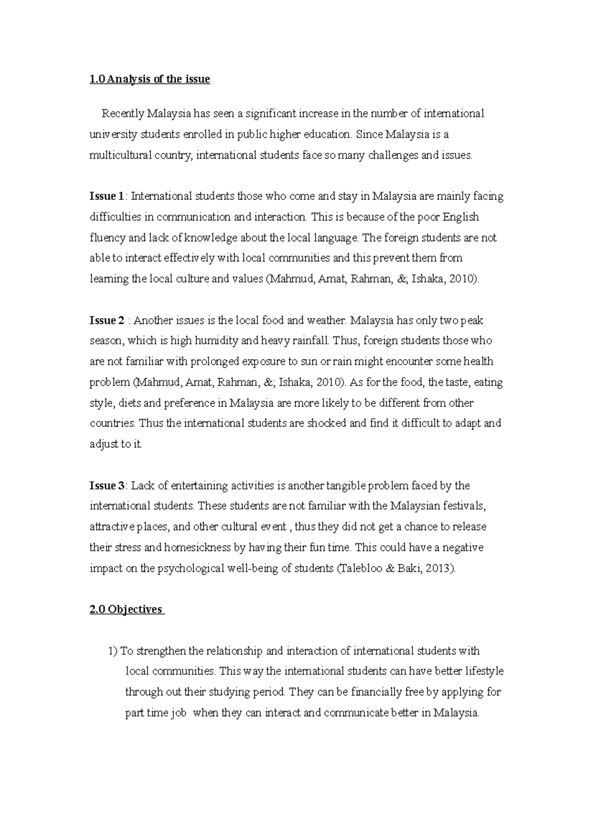 Proposal - notes - 1 Analysis of the issue Recently Malaysia has seen a ...