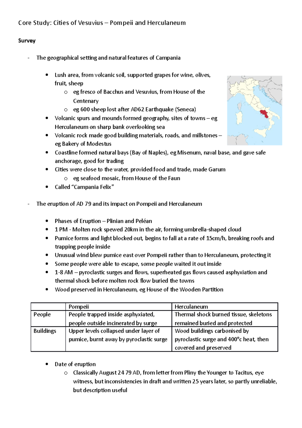 Cities of Vesuvius notes 2 - Core Study: Cities of Vesuvius – Pompeii ...
