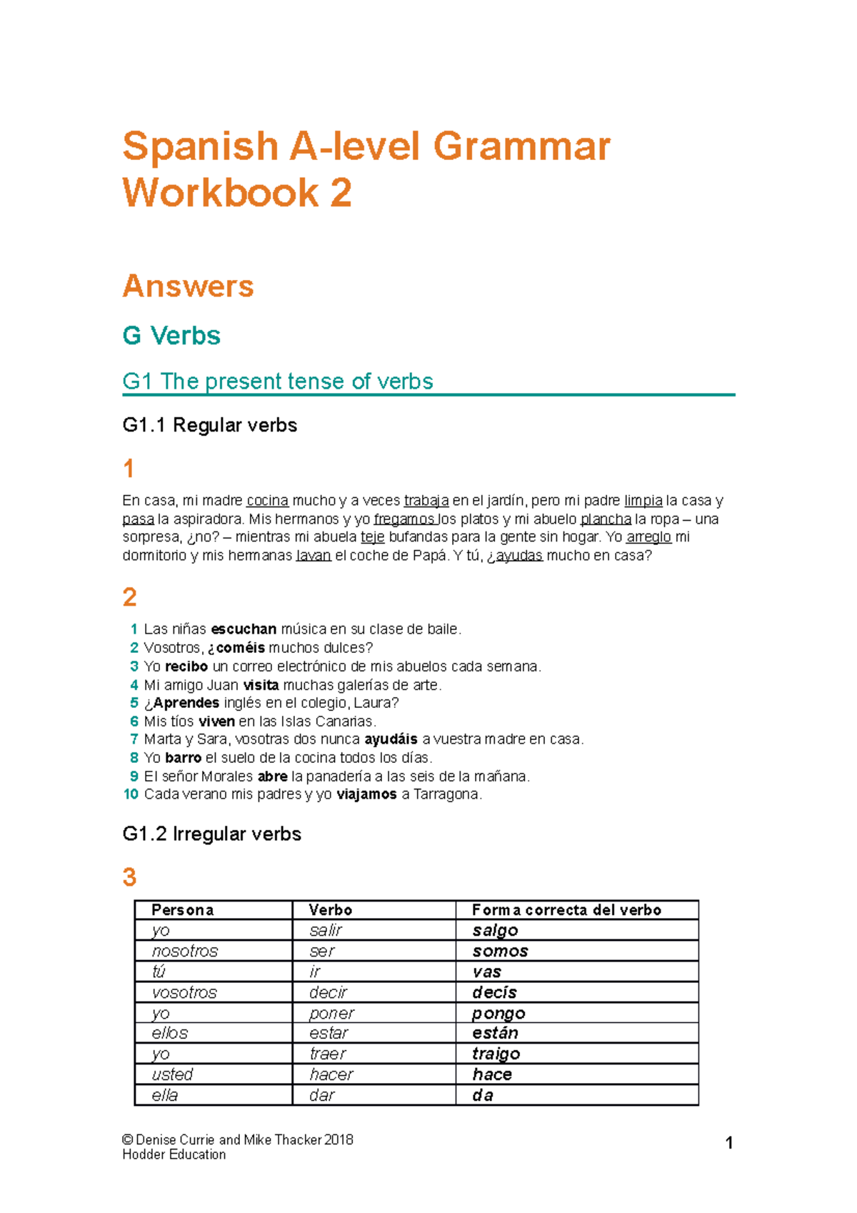 Spanish Grammar Workbook 2 Answers - Spanish A-level Grammar Workbook 2 ...