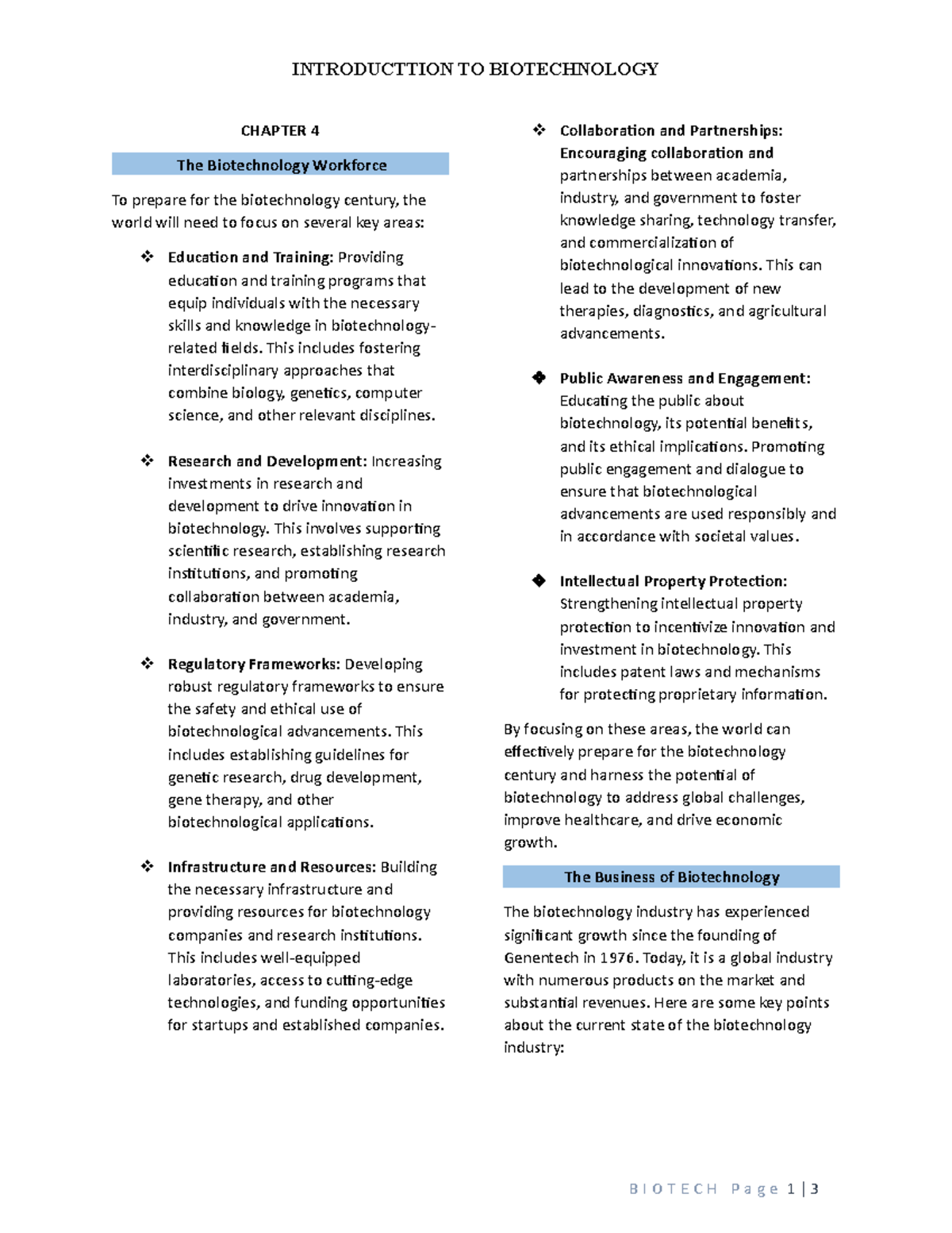 Introduction to Biotechnology Chapter 4 - INTRODUCTTION TO ...