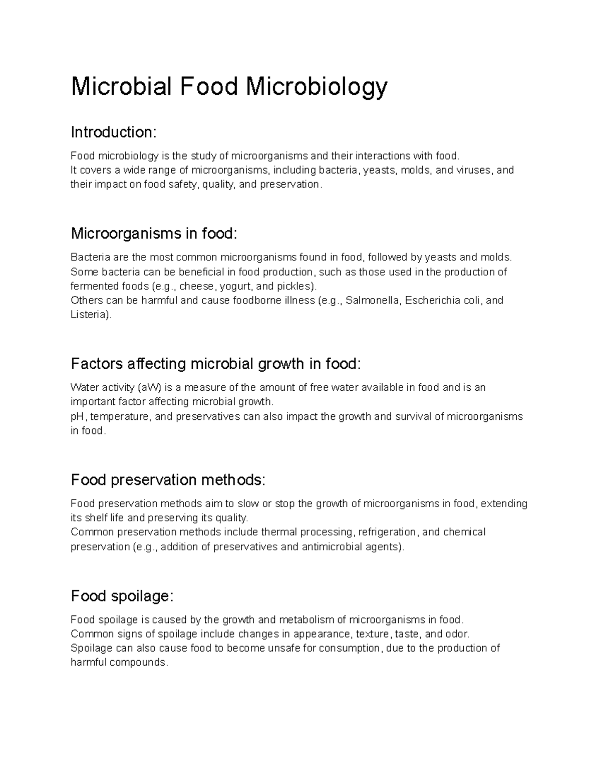 Microbiology (BIO-2010 ) Lecture 44 - Microbial Food Microbiology ...
