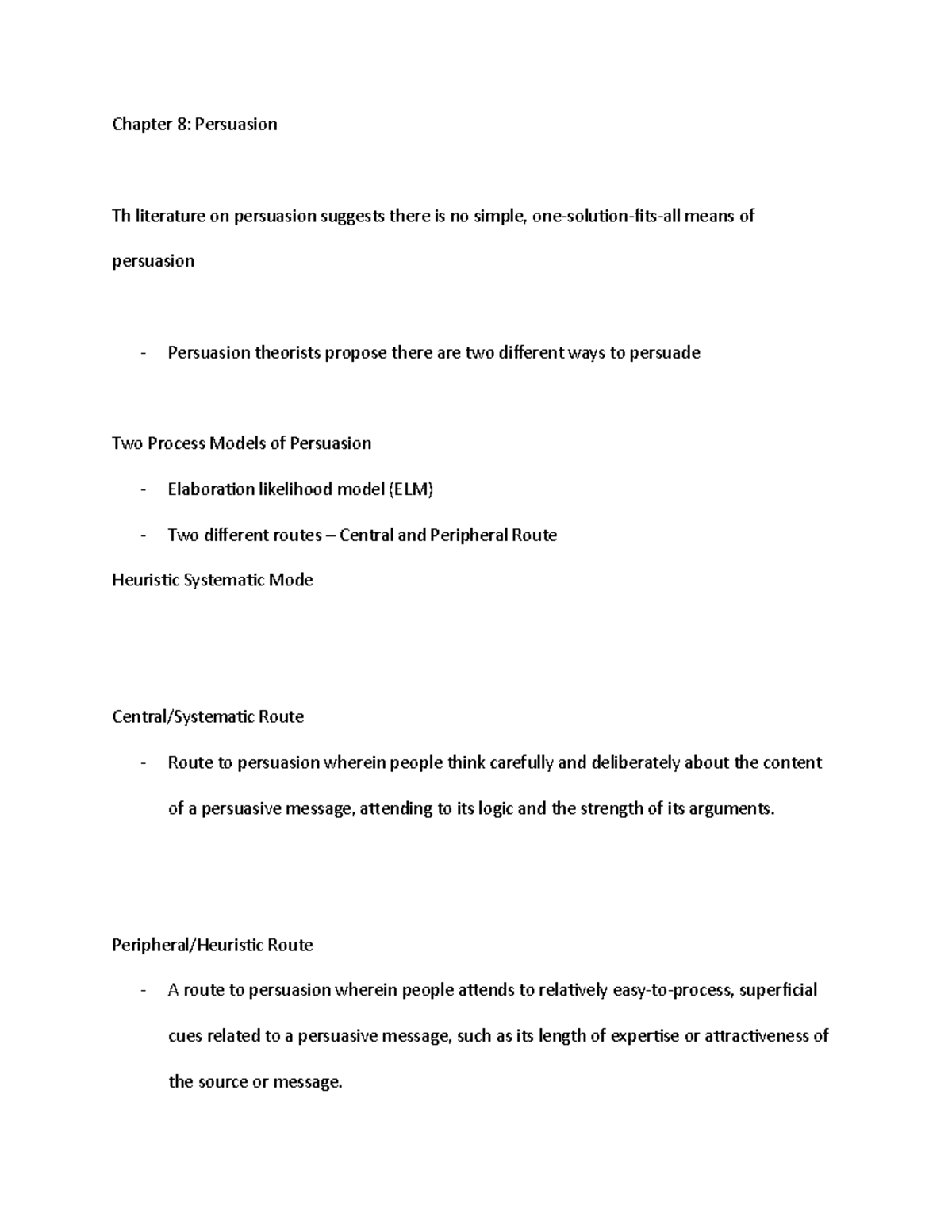 Chapter 8 Persuasion - 1 - Chapter 8: Persuasion Th literature on persuasion suggests there is ...