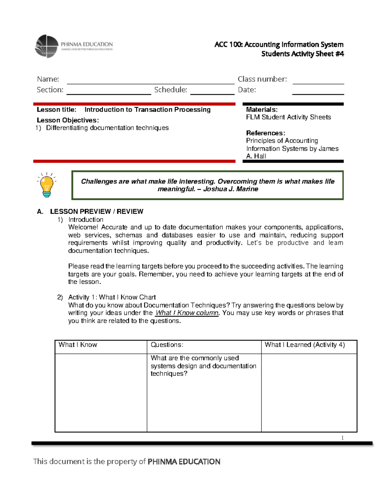 ACC026 Module#4 - Question and answers - Students Activity Sheet # 4 ...