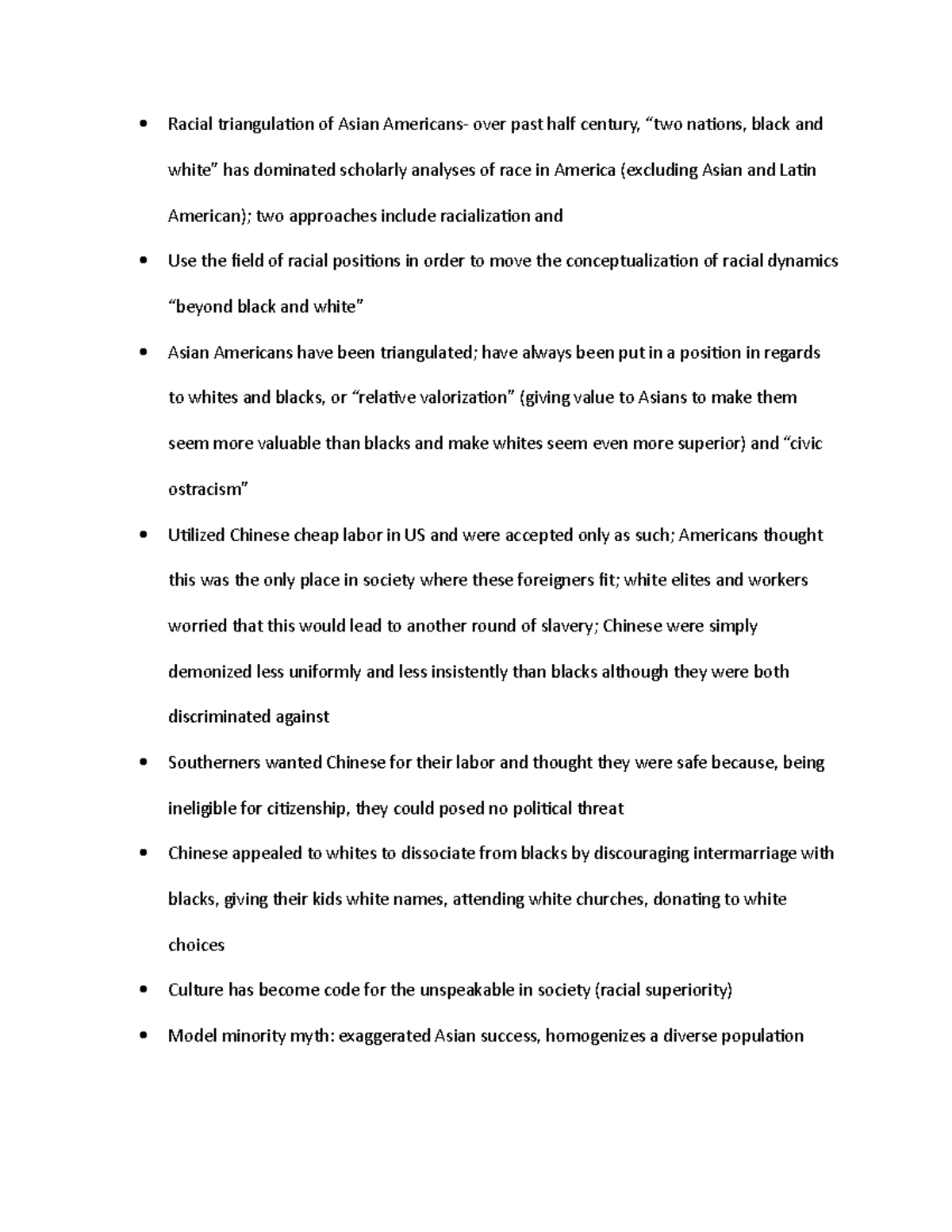 Race and Ethnic Politics Lecture Notes - Racial triangulation of Asian ...