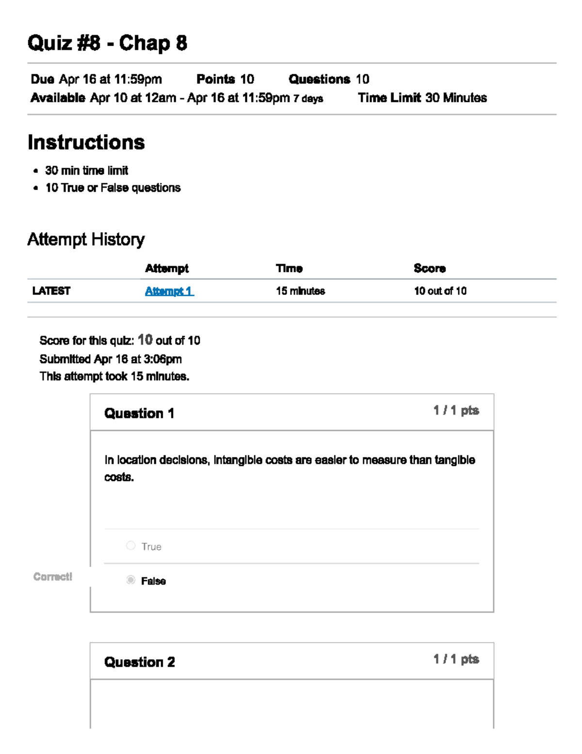 Quiz #8 - Chap 8 - Quiz - BUS5 140 - Studocu