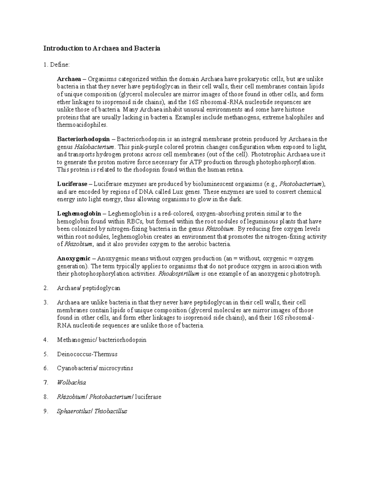 6 intro to arch and bact - Introduction to Archaea and Bacteria Define ...