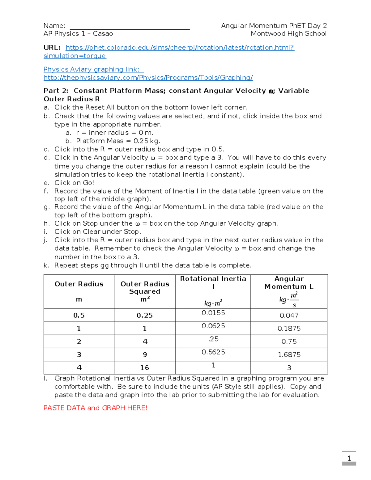 Angular momentum phet day 2 (1)done - Name: ____________________________________ Angular ...