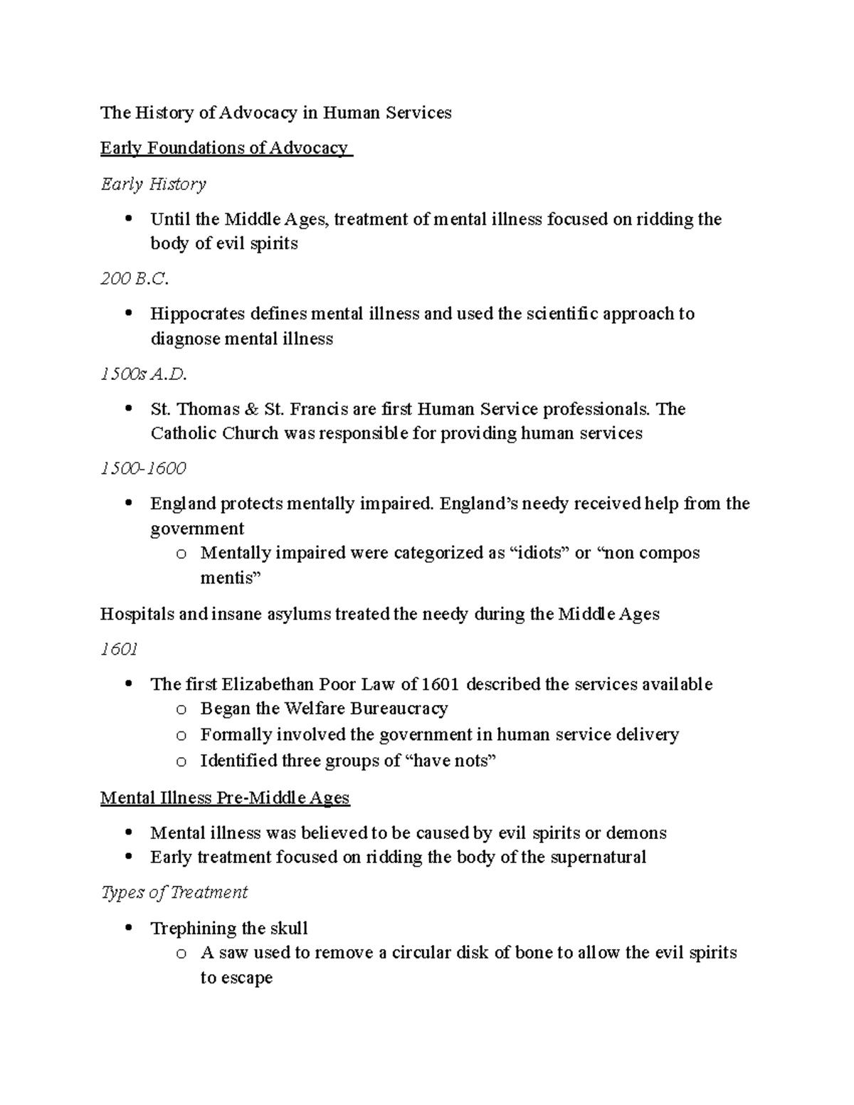 The History of Advocacy in Human Services - Hippocrates defines mental ...