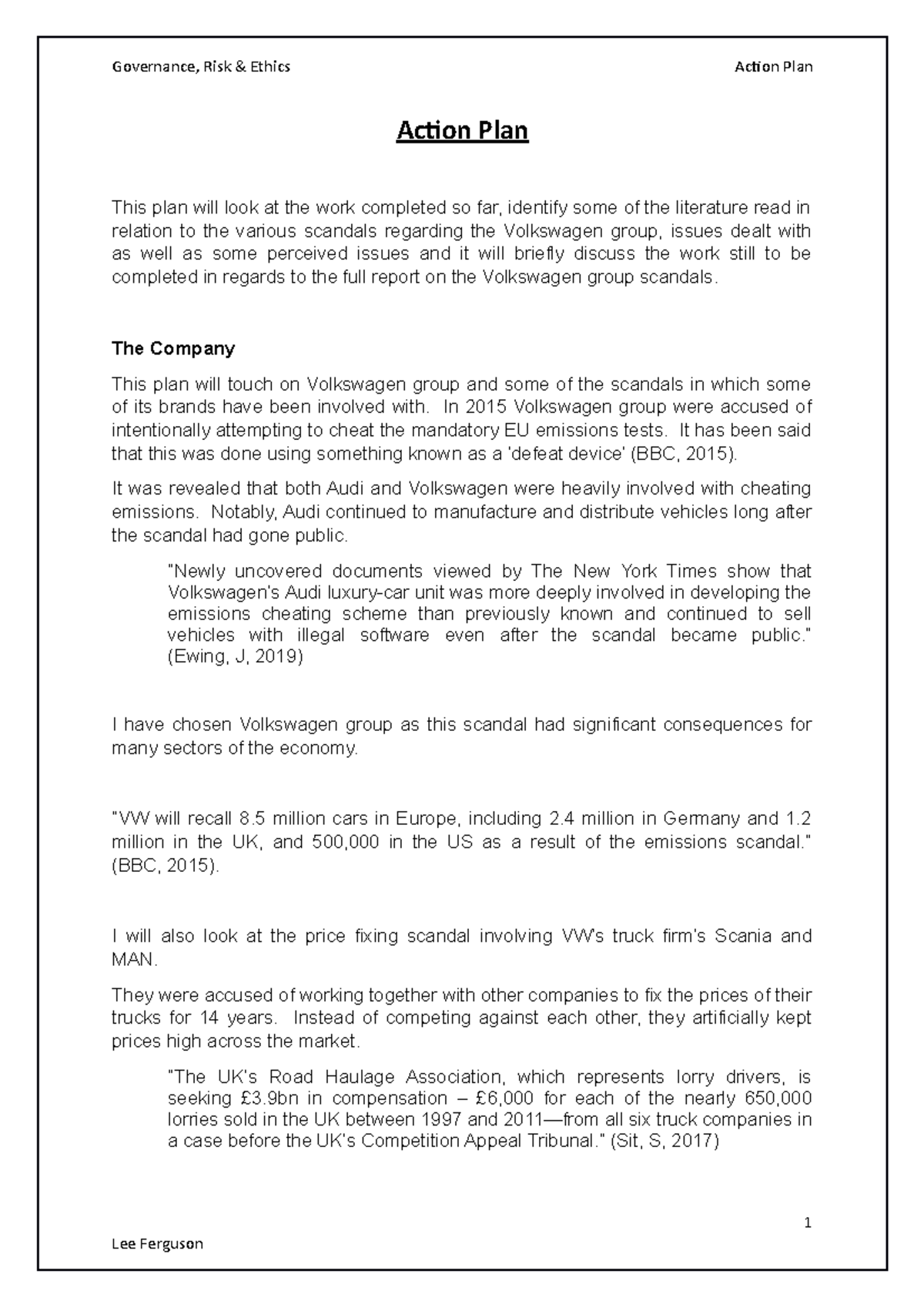 Action Plan Assignment - Action Plan This plan will look at the work ...