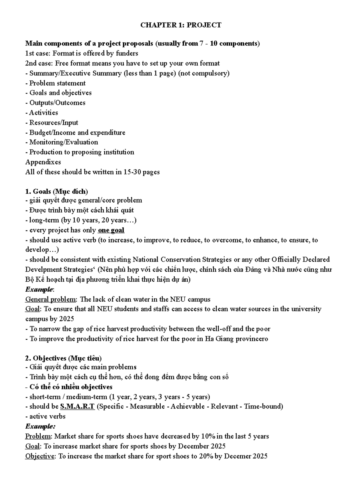 Ôn thi TACN - Tài liệu ôn tập - CHAPTER 1: PROJECT Main components of a ...