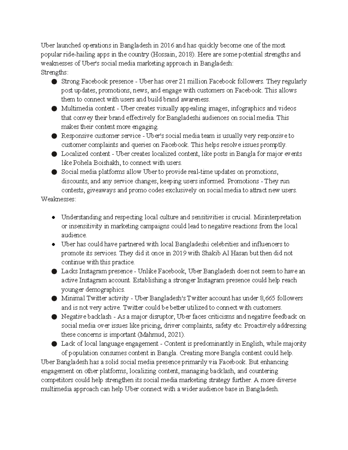 Edited Uber- project outline - Uber launched operations in Bangladesh ...