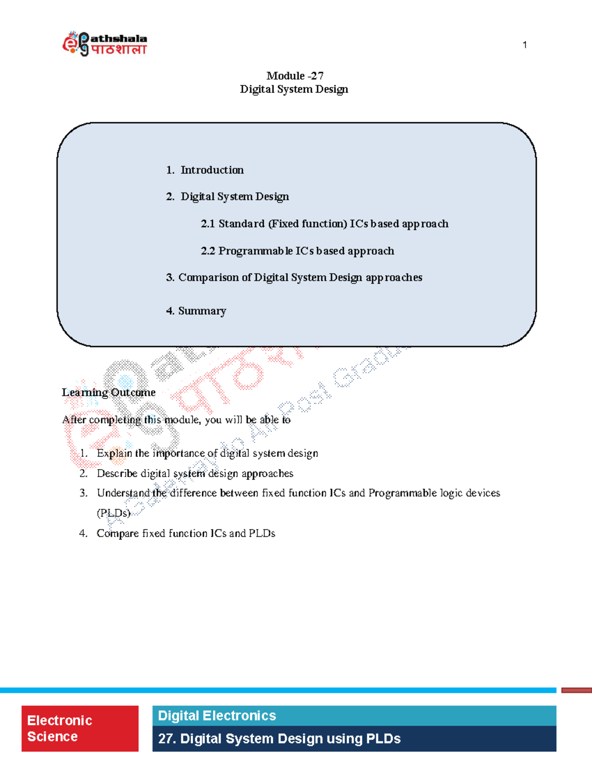Module - Digital System Design - Electronic Science Digital Electronics ...