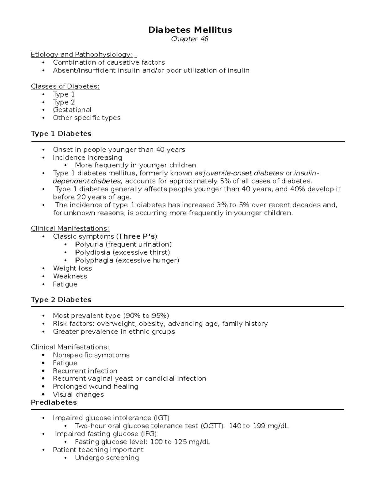 Diabetes Mellitus - lecture notes - Diabetes Mellitus Chapter 48 ...