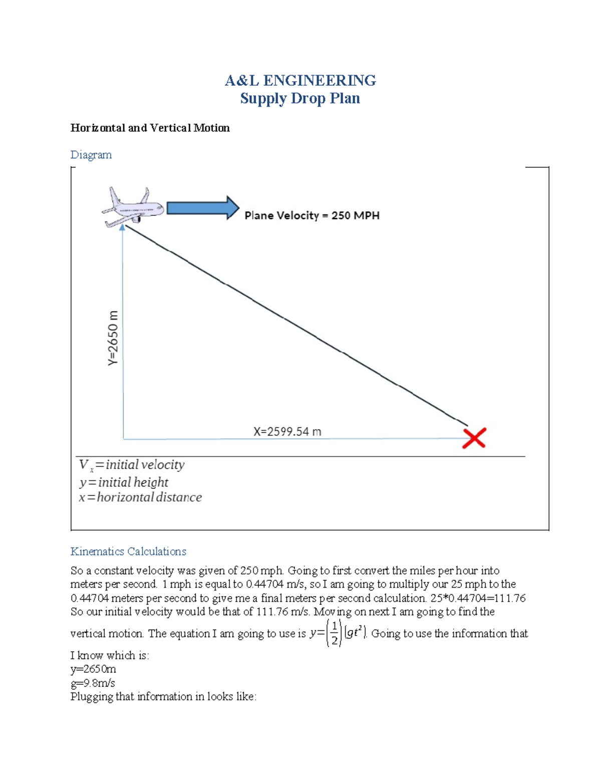 PHY 150 Project One Supply Drop Plan Template (Ura) - A&L ENGINEERING Supply Drop Plan - Studocu