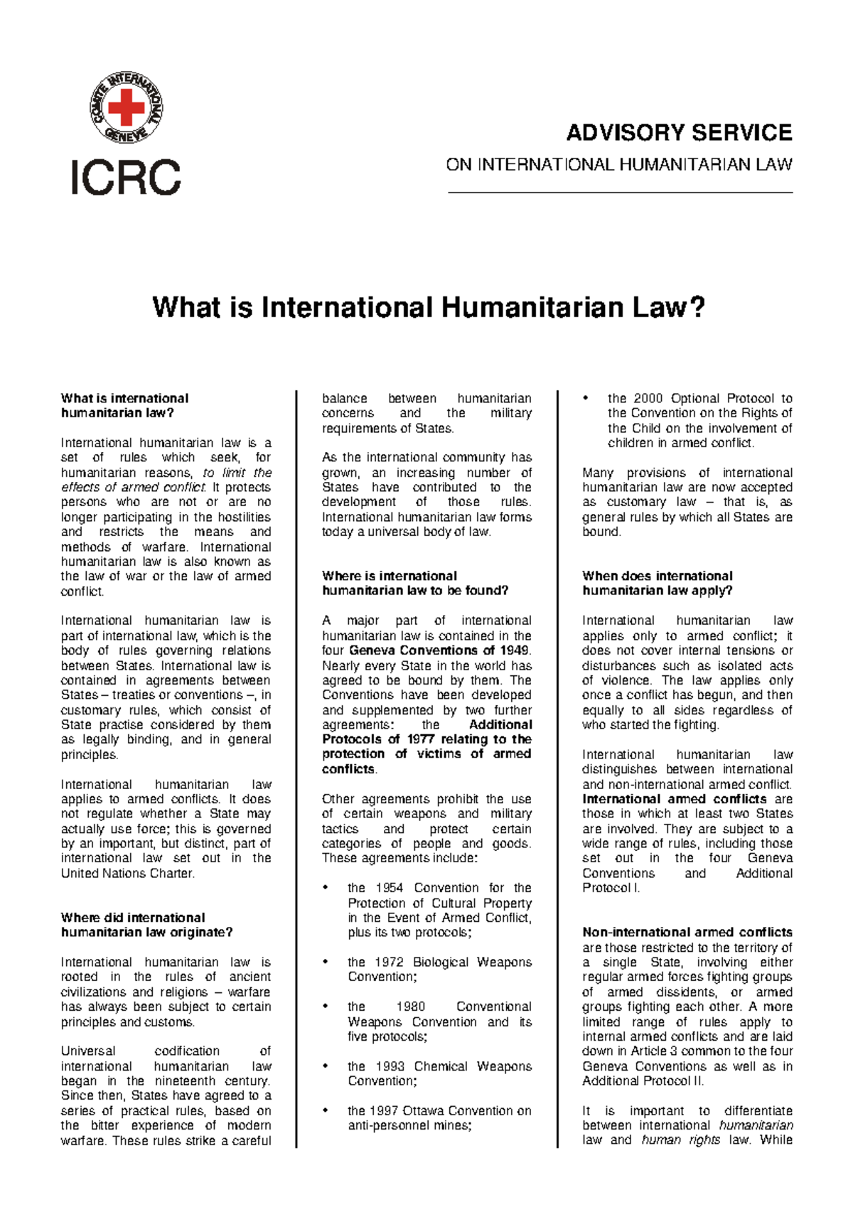 What is ihl factsheet - Good work - ADVISORY SERVICE ON INTERNATIONAL ...