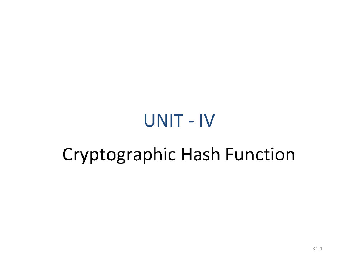 CNS-UNIT-IV - CNS Notes - UNIT - IV Cryptographic Hash Function Network ...