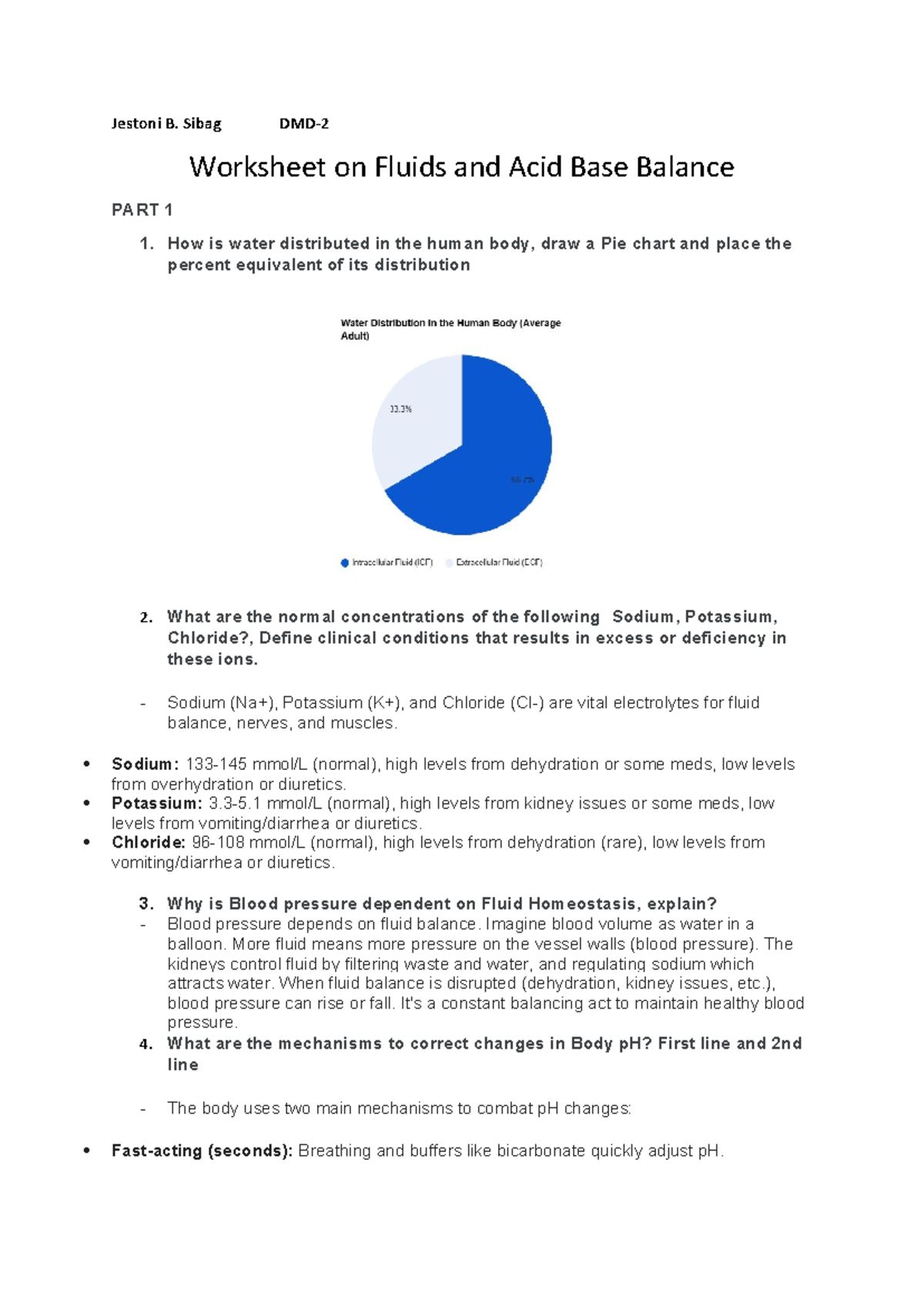 Worksheet on Fluids and Acid Base Balance - Jestoni B. Sibag DMD ...