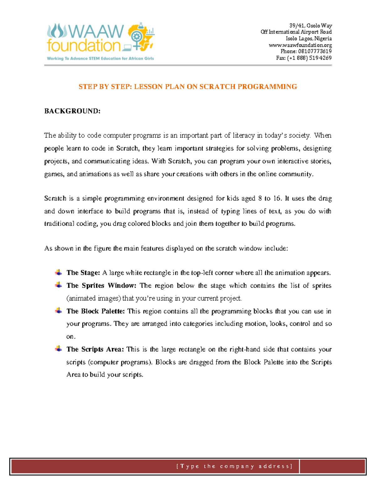 Scratch- Lesson-PLAN - Off International Airport Road waawfoundation ...