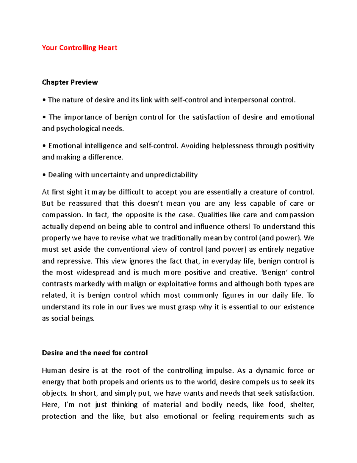 Your Controlling Heart - Your Controlling Heart Chapter Preview The ...