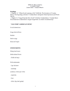 Lecture Outline 04 Early African American Music (Word) - Dr. Andrew ...
