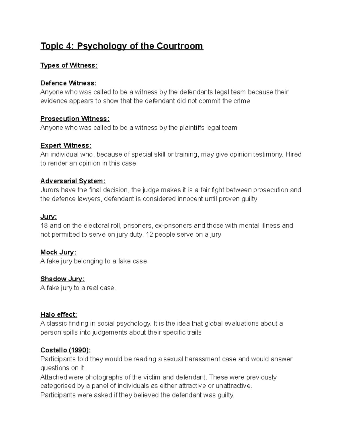 Topic 4 Psychology of the Courtroom Dixon et al - Topic 4: Psychology ...