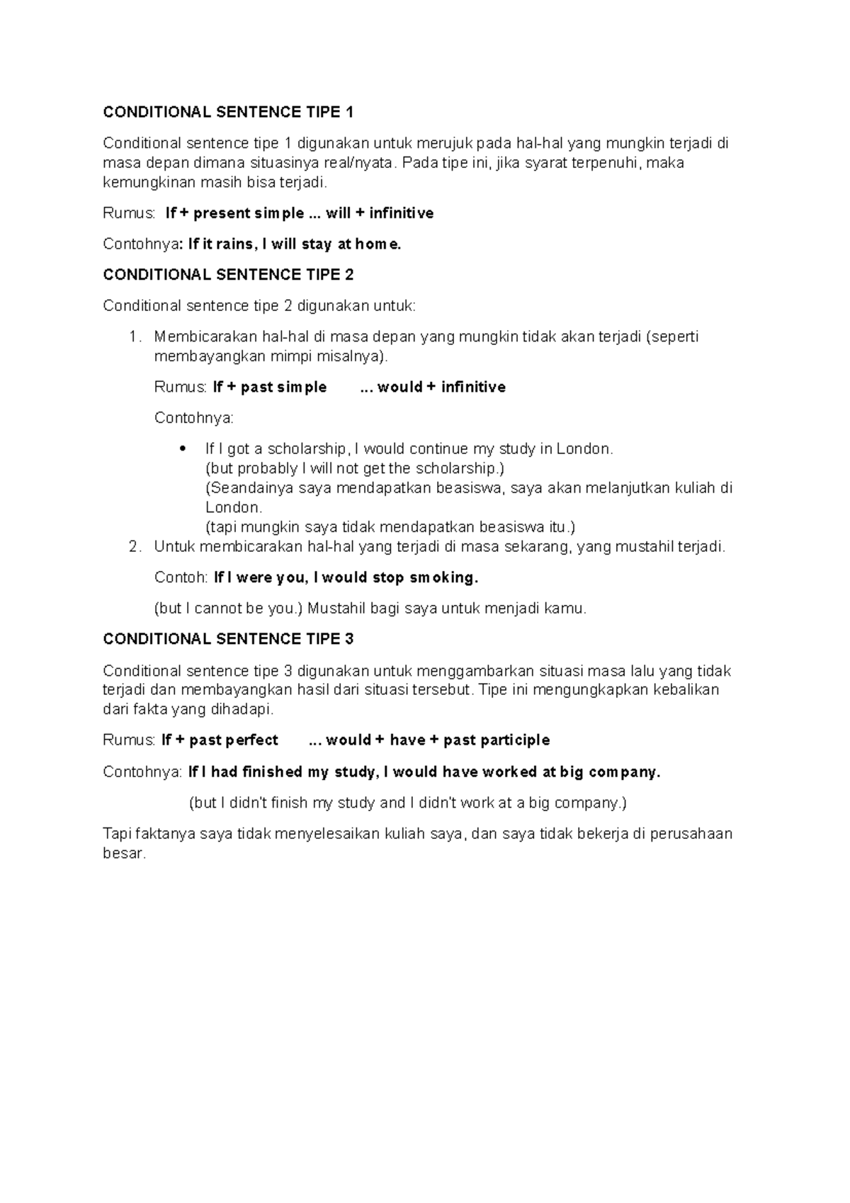 Quiz bahasa inggris M11 - CONDITIONAL SENTENCE TIPE 1 Conditional ...