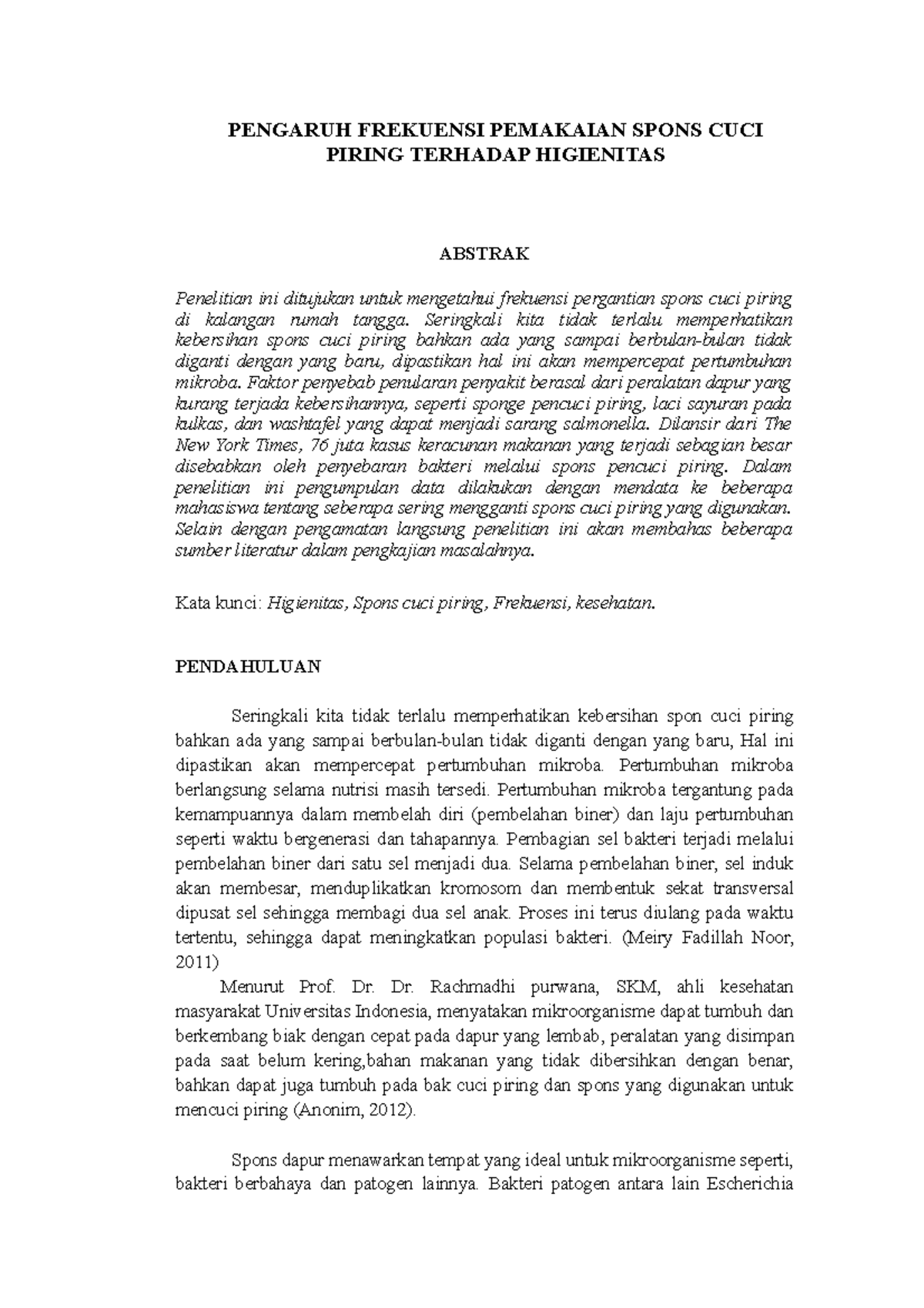 LKM-7 - Pengaruh Frekuensi Pemakaian Spons CUCI Piring Terhadap ...