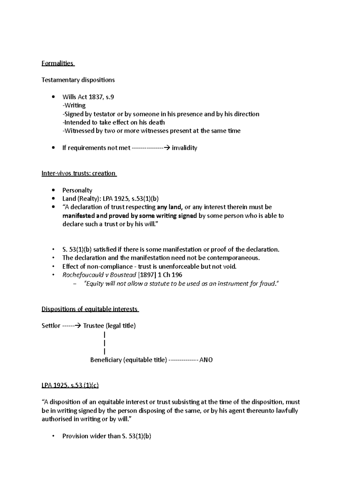 E&T WEEK 5 - Testamentary dispositions Inter-vivos trusts: creation ...