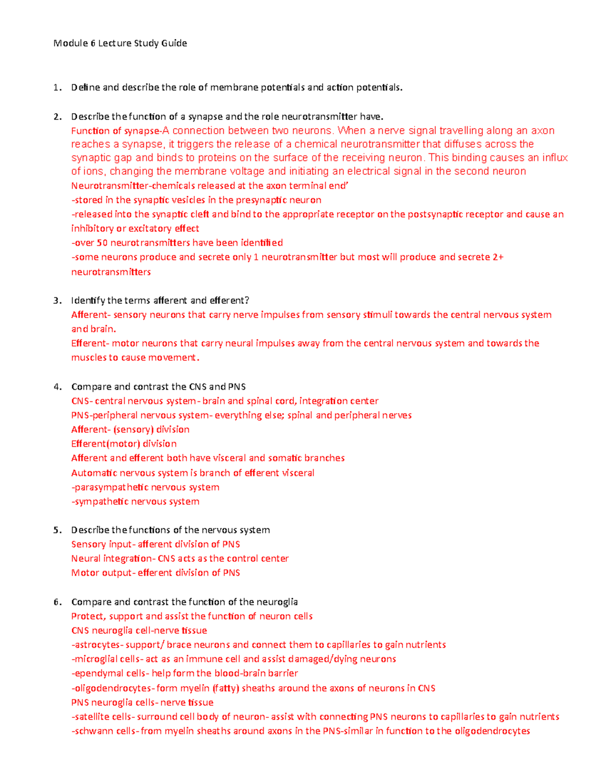 Module 6 Lecture Study Guide - Module 6 Lecture Study Guide Define and ...