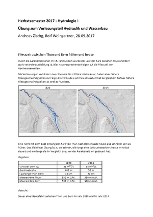 EHydro Aufgabe 6 Loesung - E-Übungen Hydrologie B. Schaefli Lösung Übung 1: Analyse - Studocu